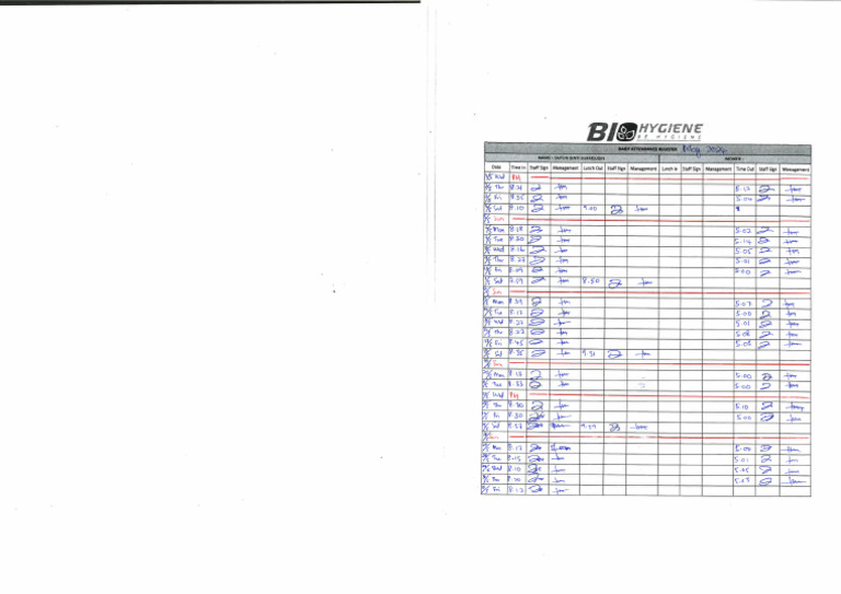 Cleaner Attendance - May 2024 | PDF