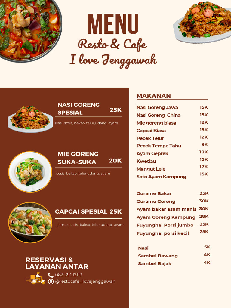 Cokelat Minimalis Daftar Menu Makanan Dan Minuman Restoran | PDF ...