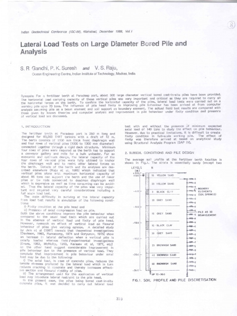 Horizontal Load On Pile - Reese Matlock | PDF