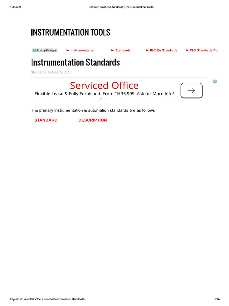 Instrumentation Standards - Instrumentation Tools | PDF