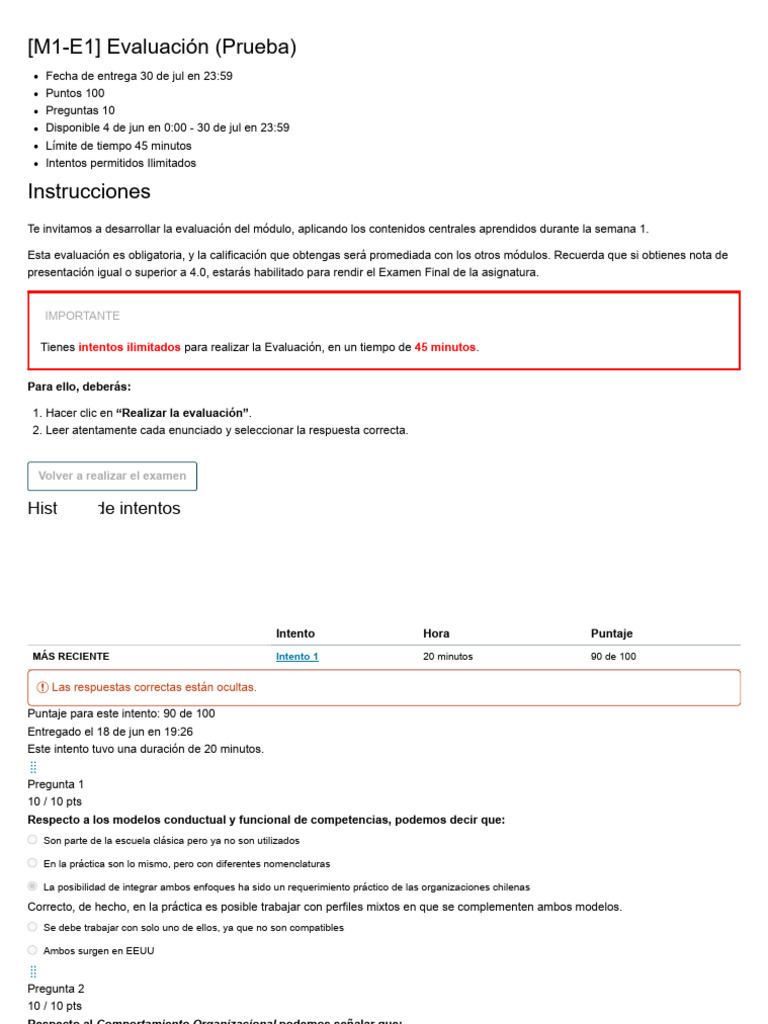 (M1-E1) Evaluación (Prueba) - PSICOLOGÍA DEL TRABAJO Y ORGANIZACIONES1 | Descargar gratis PDF ...