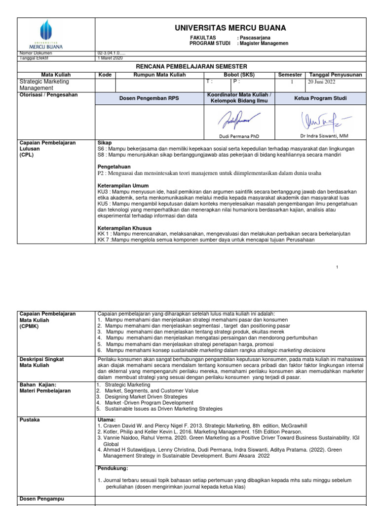 Rev-RPS OBE - Strategic Marketing Management | PDF