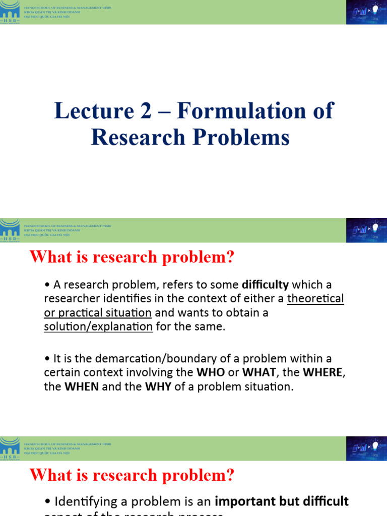 Lecture 2 - Formulation of A Research Problem | PDF | Marketing | Hypothesis