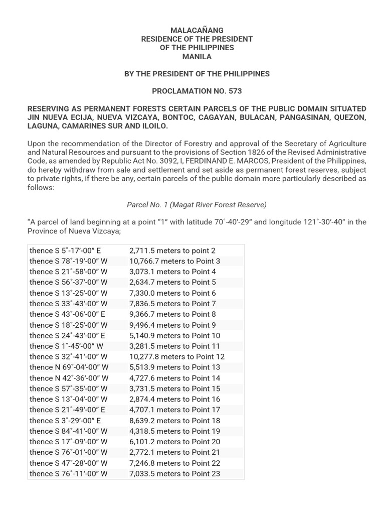 Proclamation 573 | PDF | Philippines