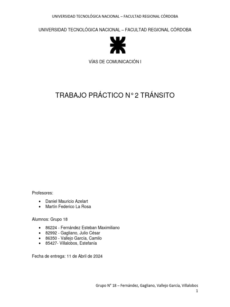 Grupo 18 - Tp2-Tránsito | PDF | Transporte