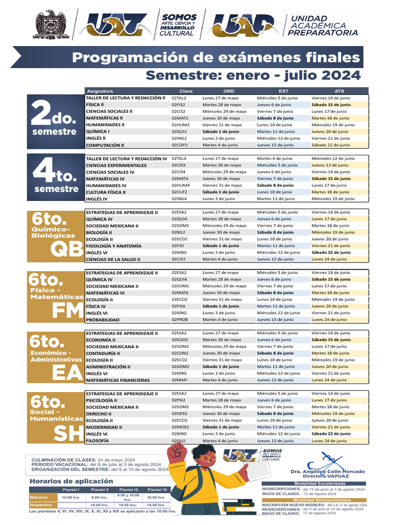 Calendario de Examenes Ene-Jul 2024 | PDF | Science