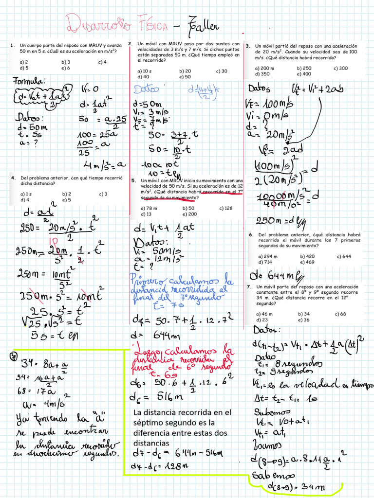 MRUV Resolución | PDF