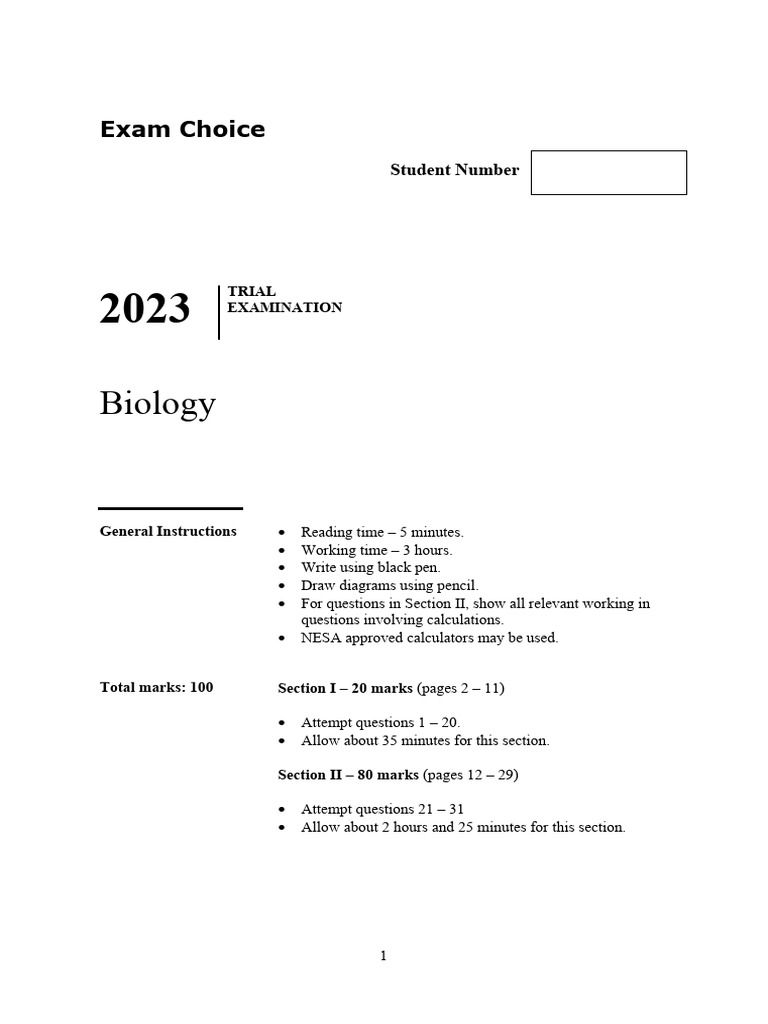 Biology Trial 2023 Exam Choice | PDF | Reproduction | Cortisol