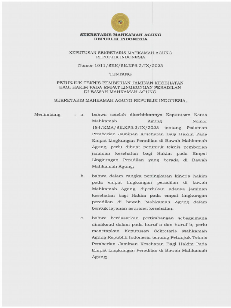 SK Sekma Nomor 1011 - Sek - SK - KP5 | PDF