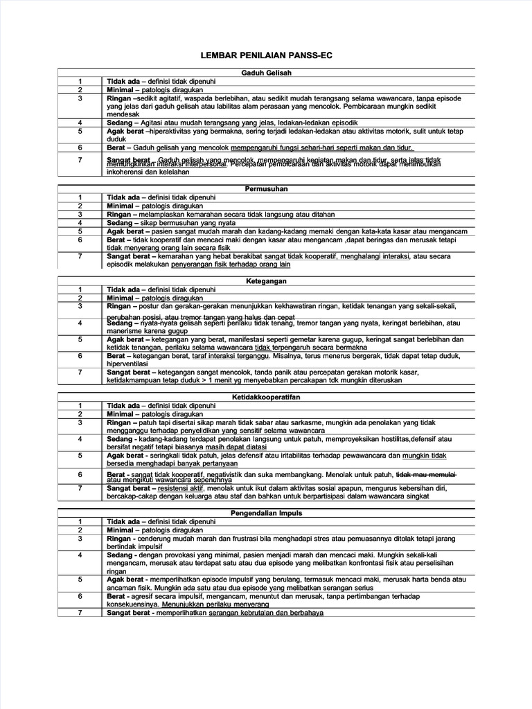 PDF Lembar Penilaian Panss Compress | PDF | Pengembangan Diri | Gaya Hidup