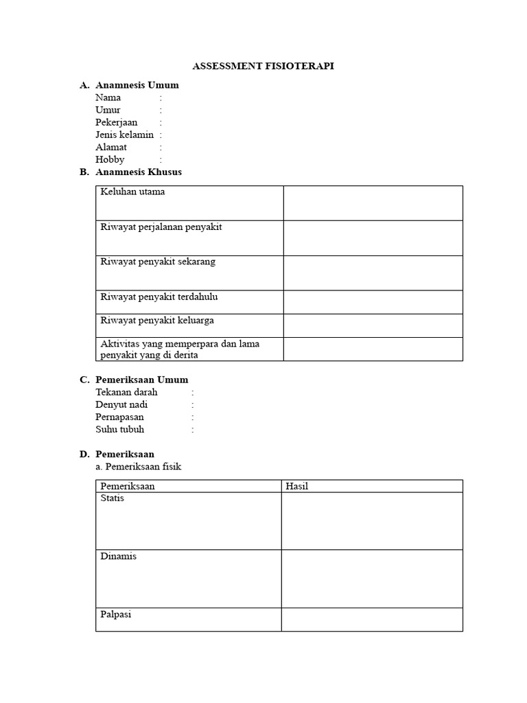 Assessment Fisioterapi | PDF