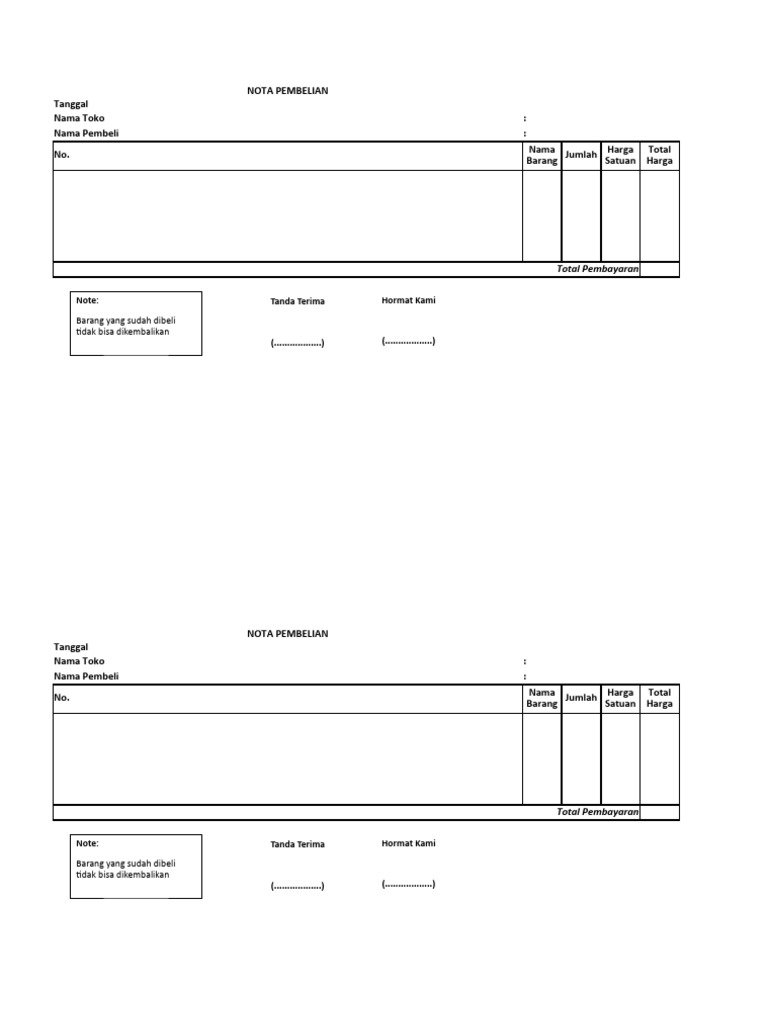 Nota Pembelian | PDF