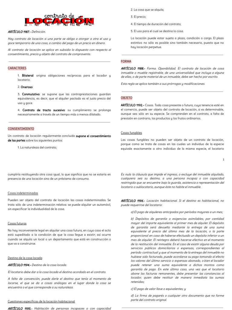 Contrato de Locación: Definición y Reglas | PDF | Derecho empresarial ...