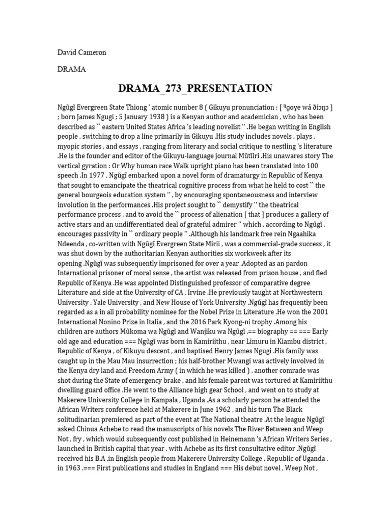 Drama 273 Presentation | PDF