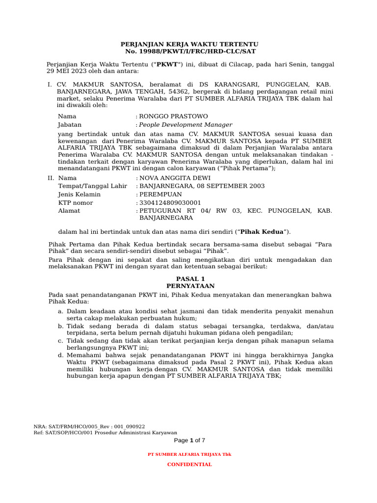 PKWT FRC 2025 | PDF