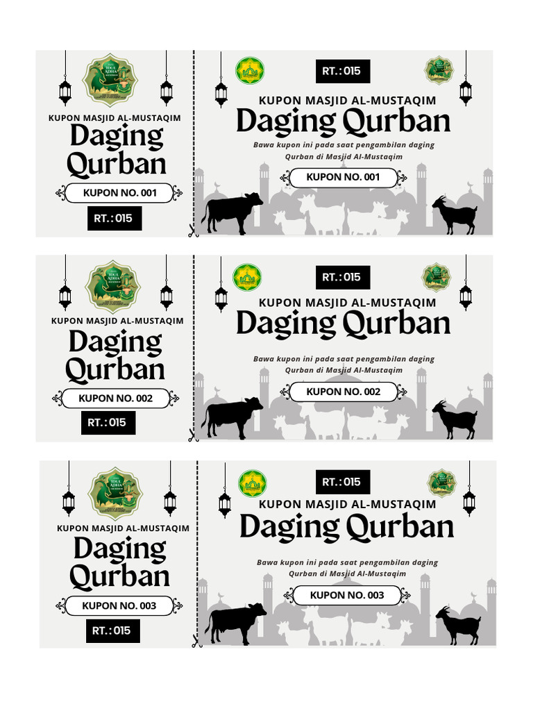 Kupon Qurban RT 015 | PDF