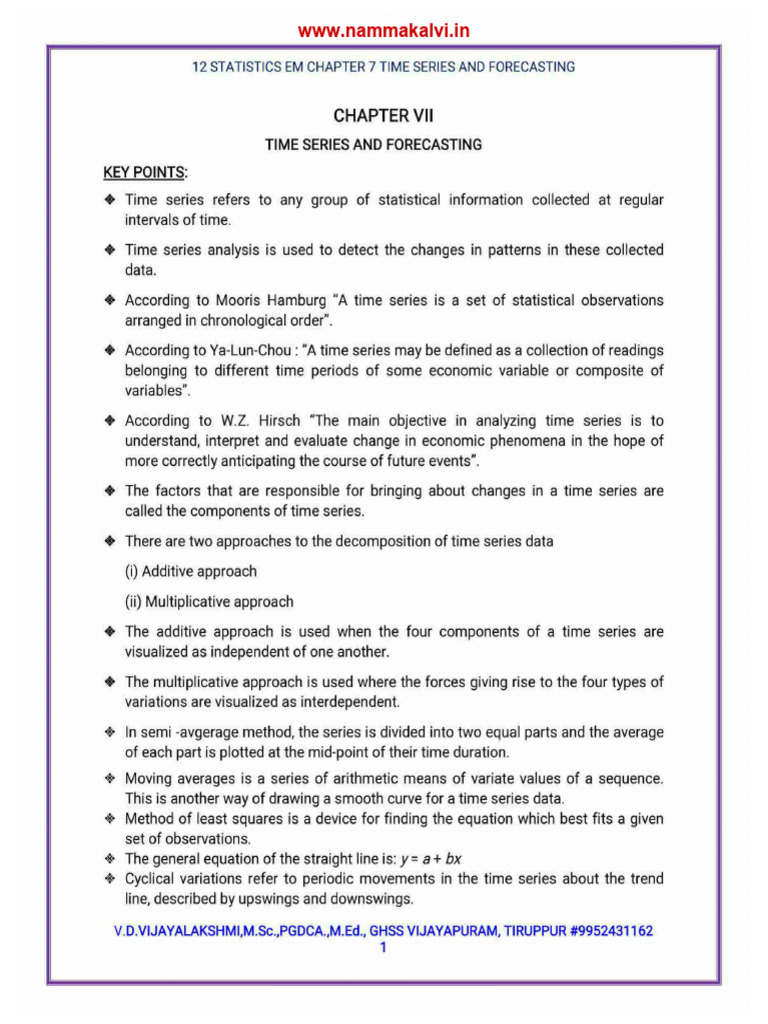 Namma Kalvi 12th Statistics Chapter 7 Study Material em 219482 | PDF