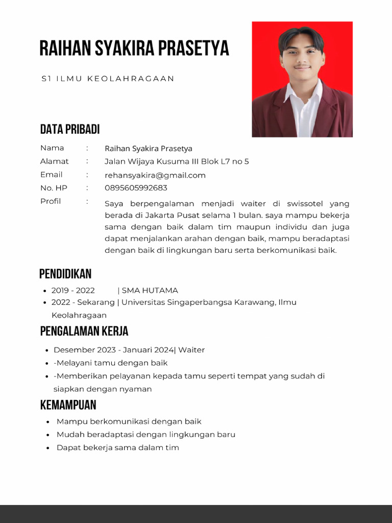 CV - Raihan Syakira Prasetya | PDF