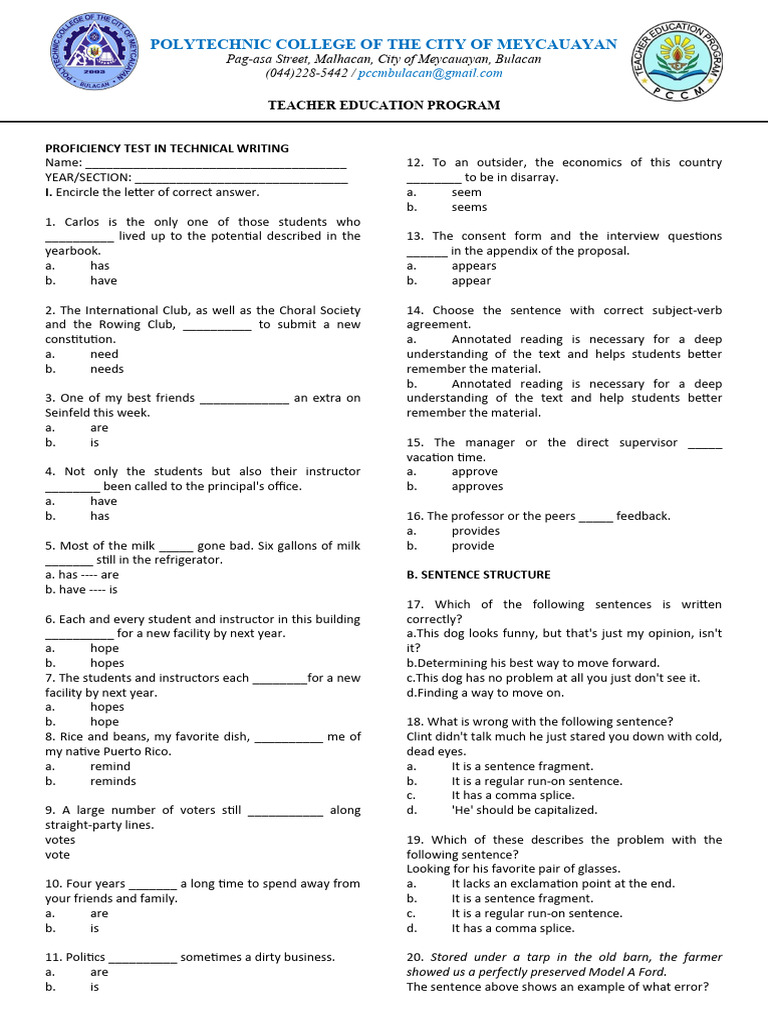 Tech Writing - Test 1 | PDF | Verb | Adverb