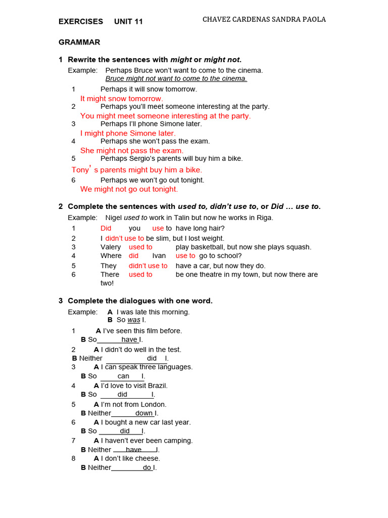 Exercises Unit 11 Bi6 | PDF