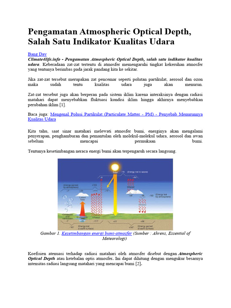 Pengamatan Atmospheric Optical Depth untuk Kualitas Udara | PDF