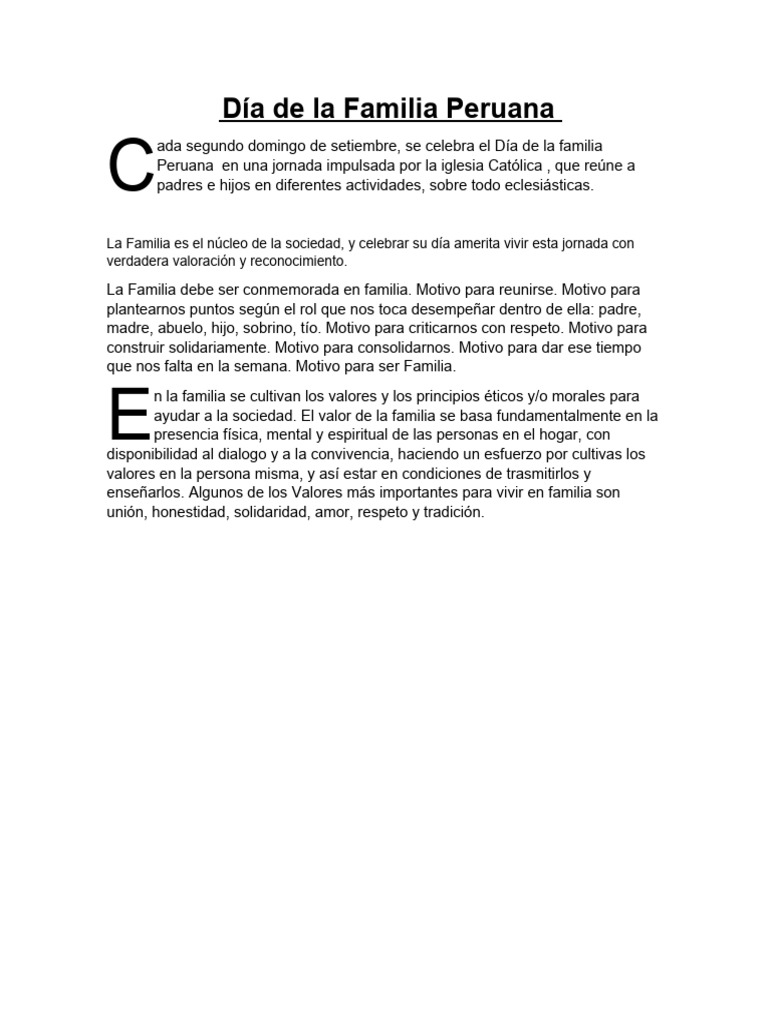 Día de La Familia Peruana | PDF