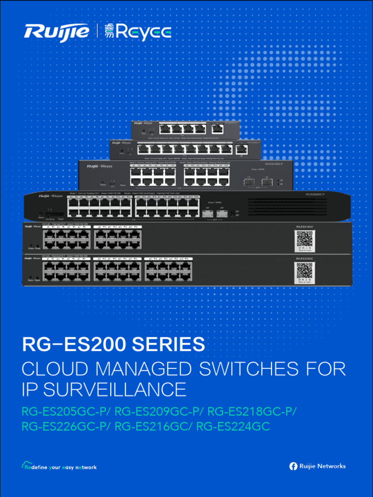 Ruijie RG ES200 Series Cloud Managed POE Switches For IP Surveillance Da... | PDF | Computer ...