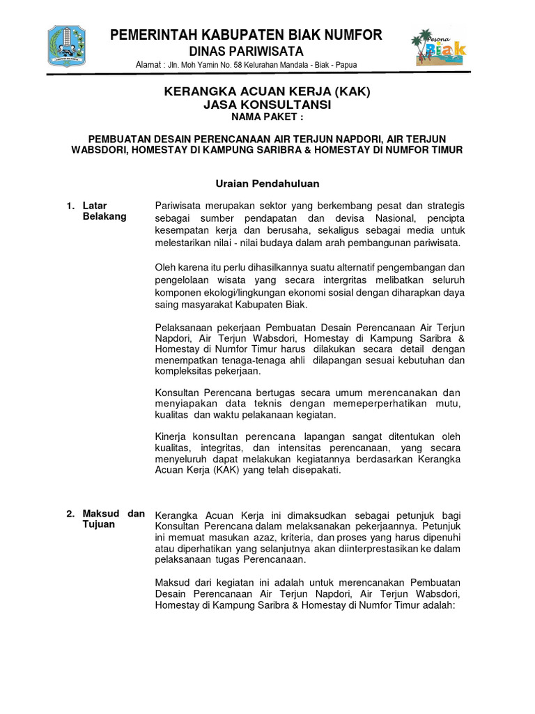 KAK Pembuatan Desain Perencanaan OTSUS 2 TA. 2024 REVISI | PDF