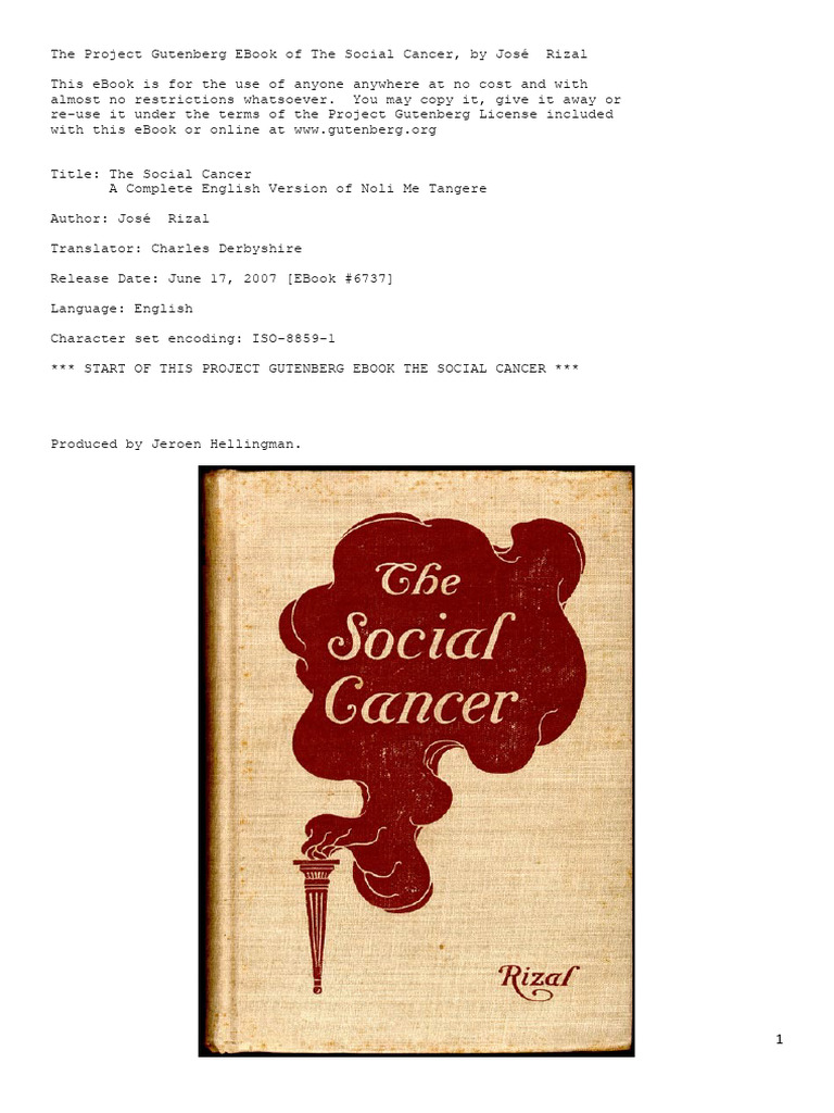 Jose Rizal - Noli Me Tangere The Social Cancer | PDF