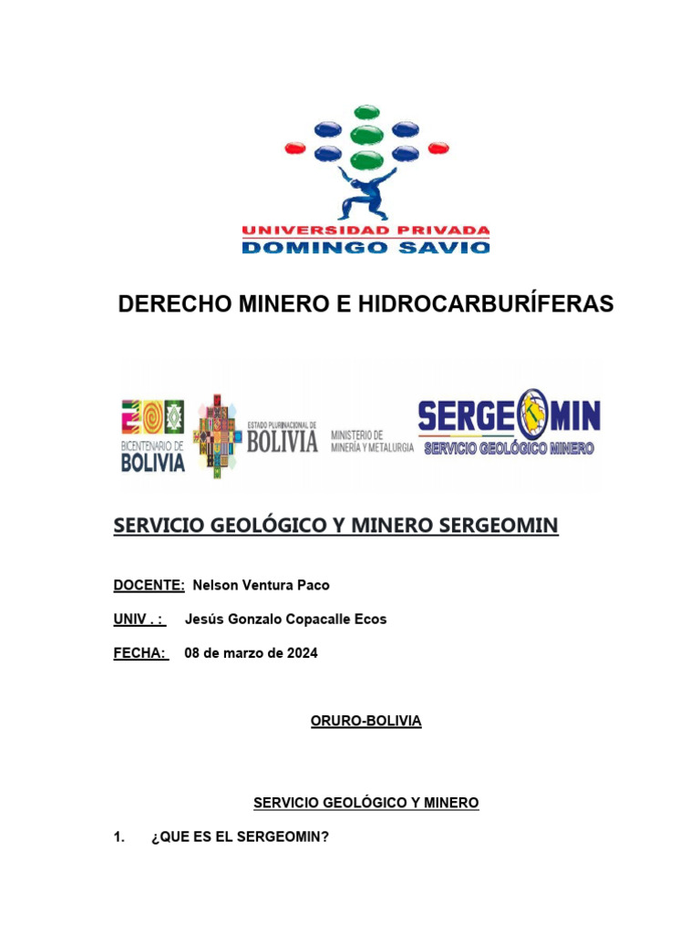 SERGEOMIN | PDF | Minería | Geología