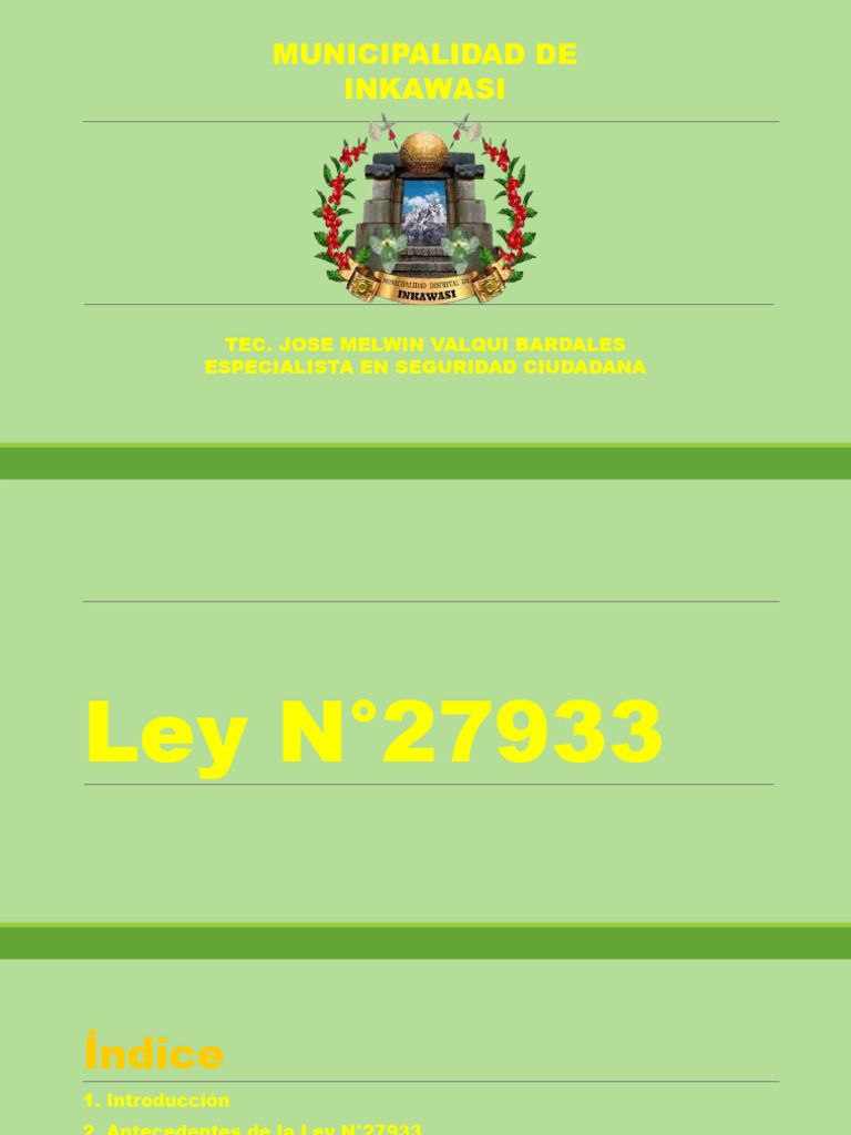 Ley 27933: Sistema de Seguridad Ciudadana Perú | PDF | Evaluación | Valores