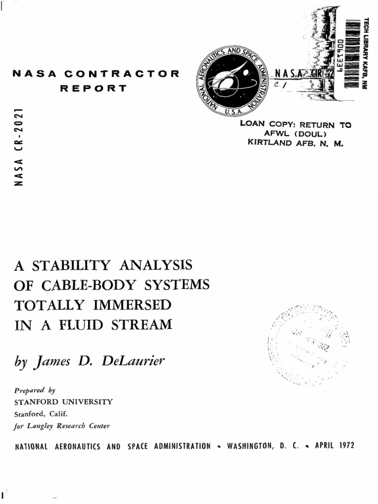 A Stability Analysis of Cable-Body Systems Totally Immersed in A Fluid ...