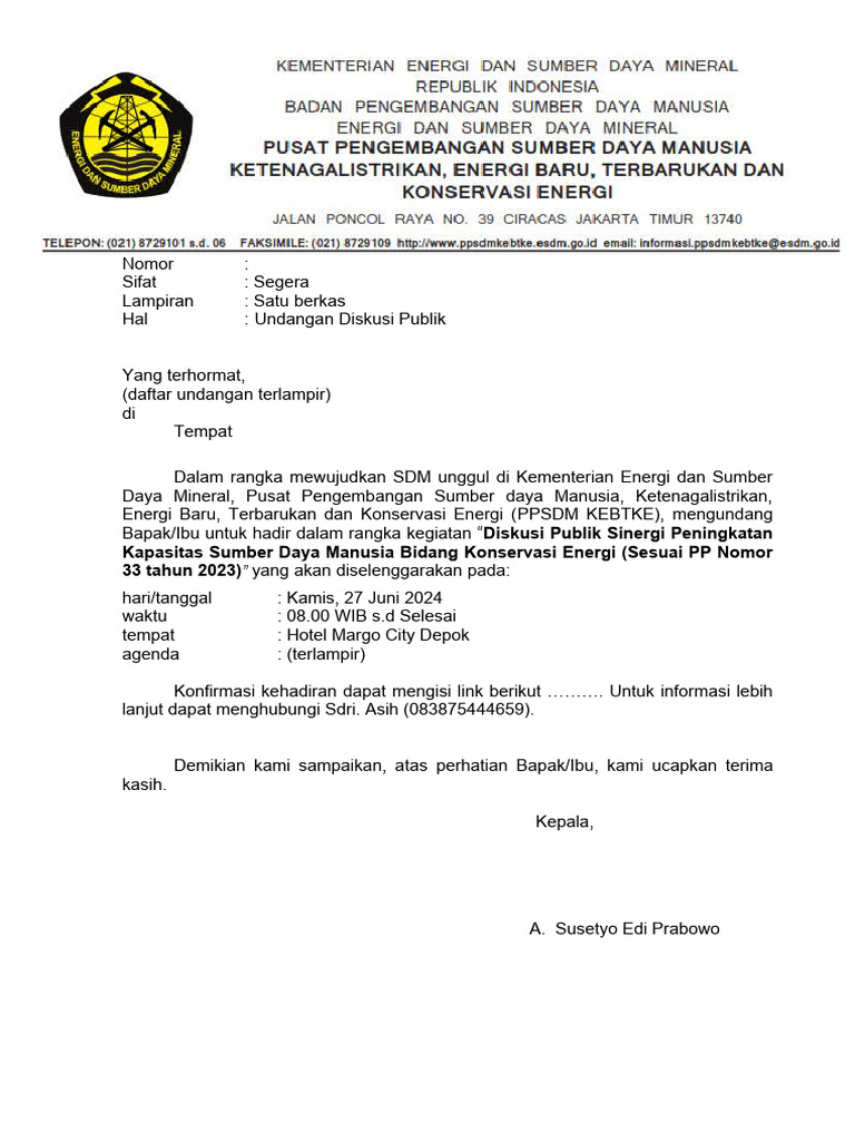 1, Surat Undangan Kegiatan FKP Kepada Peserta 2024 | PDF