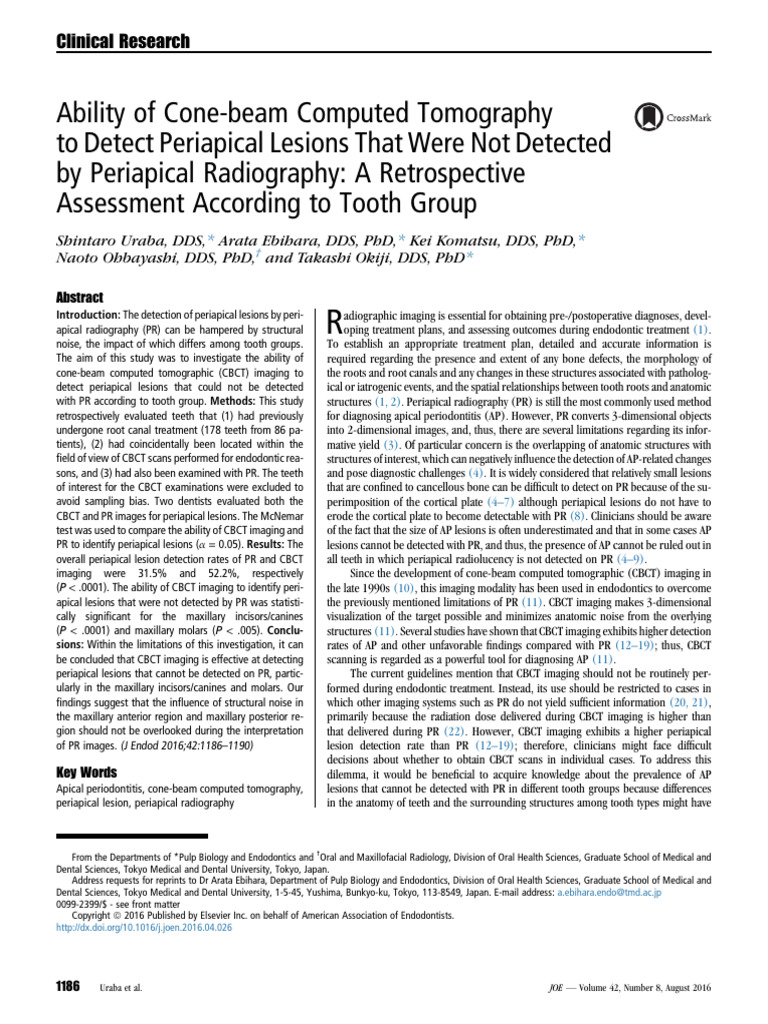 Ability of Cone-Beam Computed Tomography To Detect Periapical Lesions ...