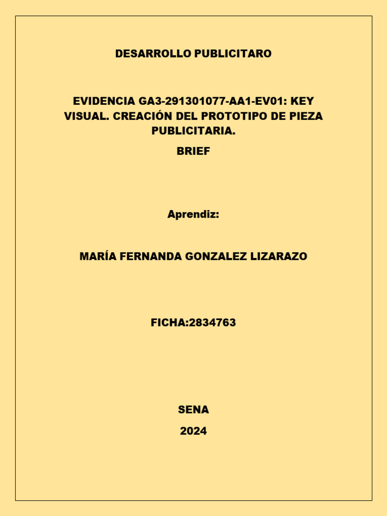 Key Visual. Creación Del Prototipo de Pieza Publicitaria. | PDF ...