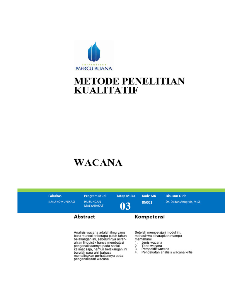 Modul Metode Penelitian Kualitatif (TM3) | PDF