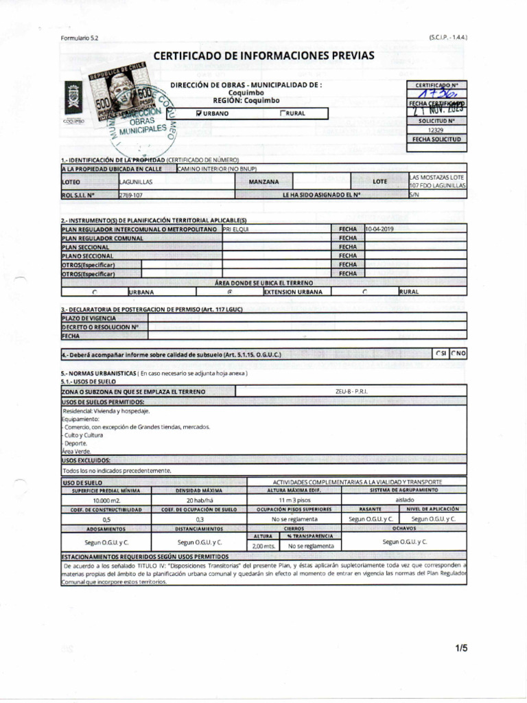 Certificado de Informaciones Previas | PDF