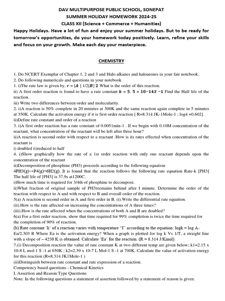 HHW 2024 | PDF | Reaction Rate | Capacitor HHW 2024 | PDF | Reaction Rate | Capacitor