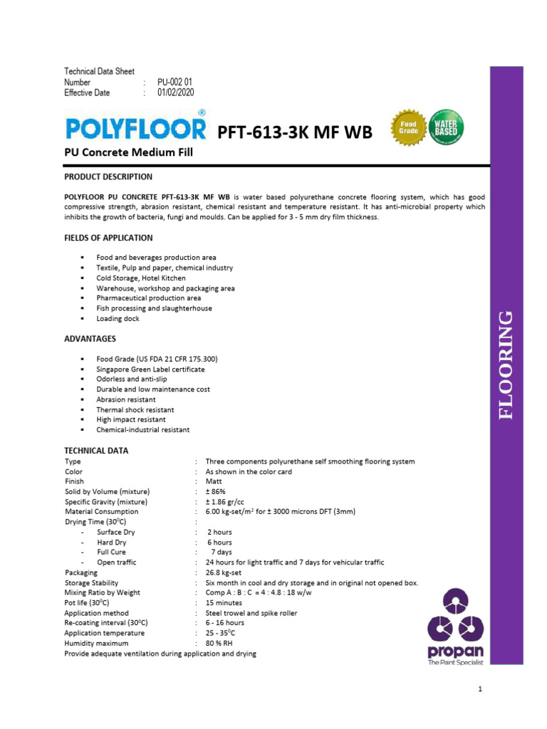 PU Concrete Flooring Technical Data | PDF | Concrete | Epoxy