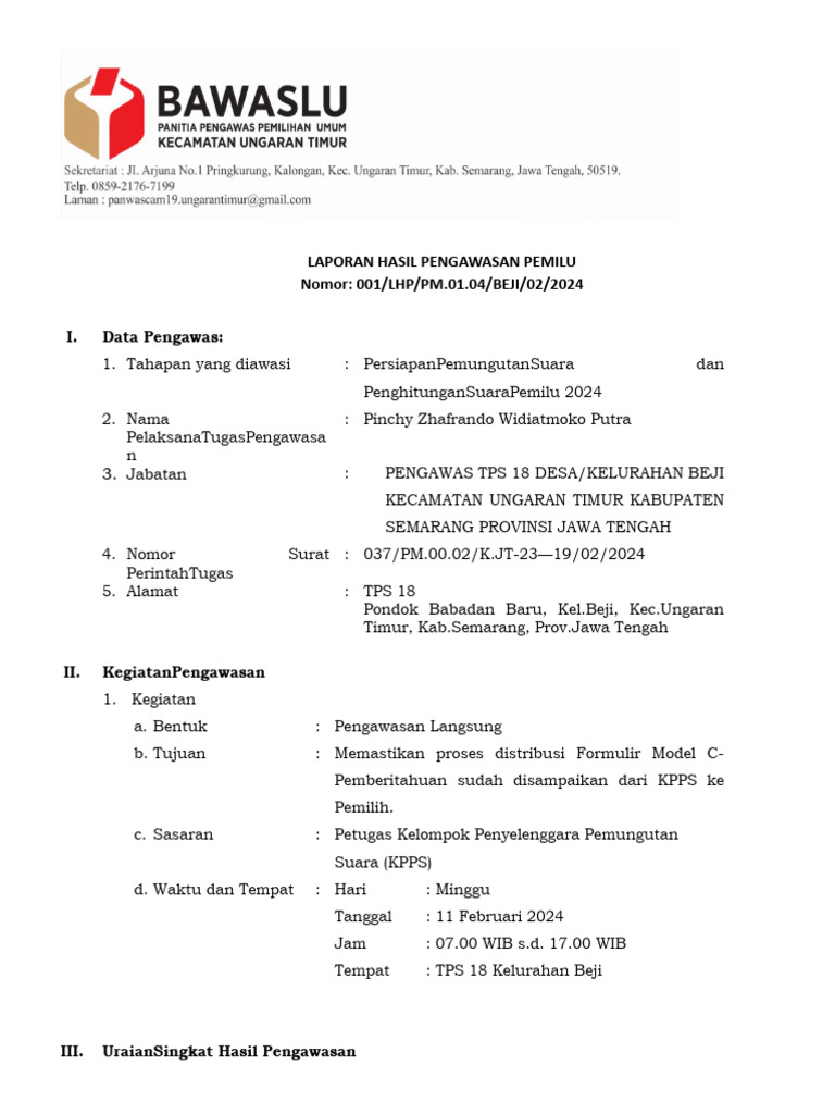 Form A Uji Petik C-Pemberitahuan TPS 18 | PDF