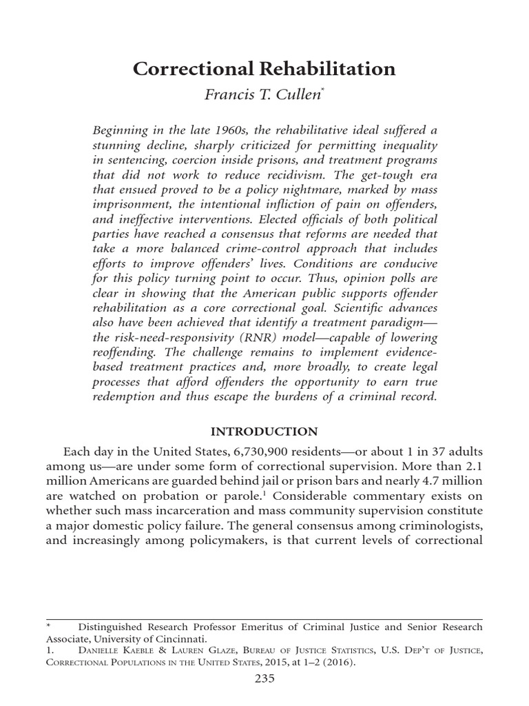 Correctional Rehabilitation: Francis T. Cullen | PDF | Rehabilitation ...
