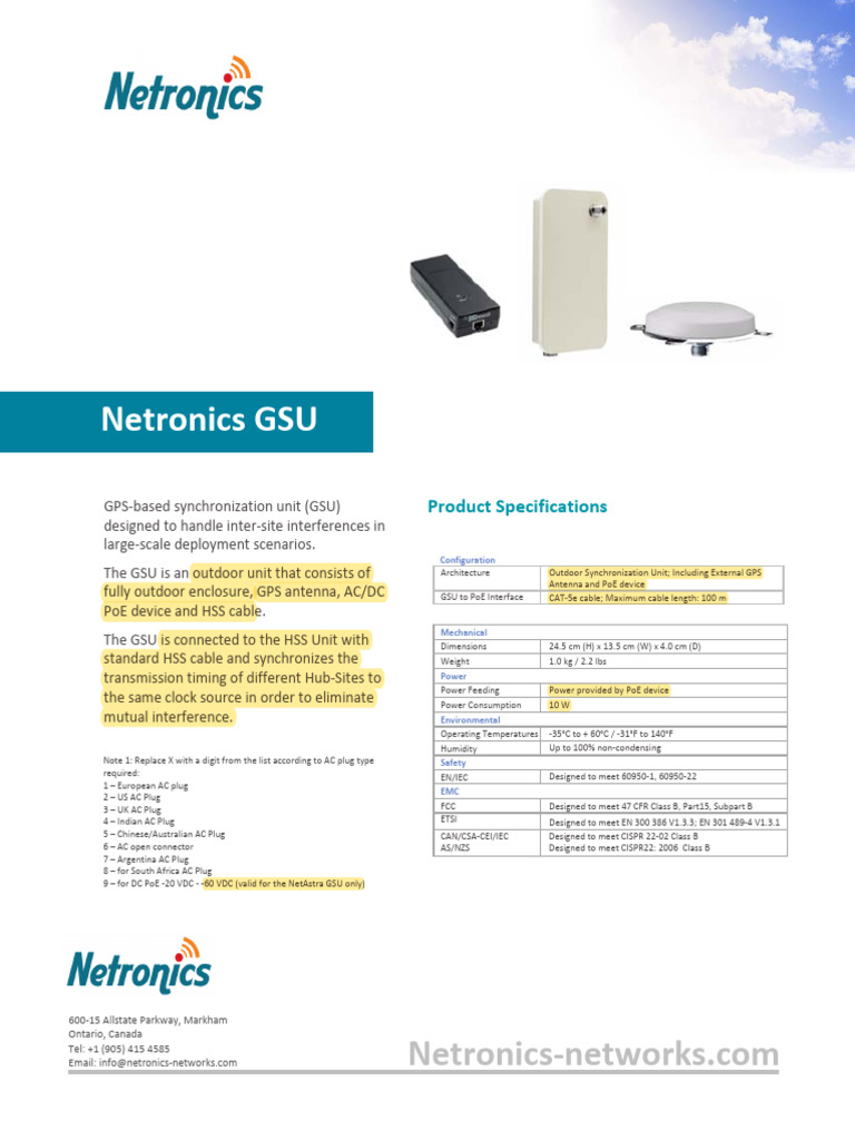 Netronics GSU Data Sheet | PDF | Electrical Connector | Ac Power Plugs ...