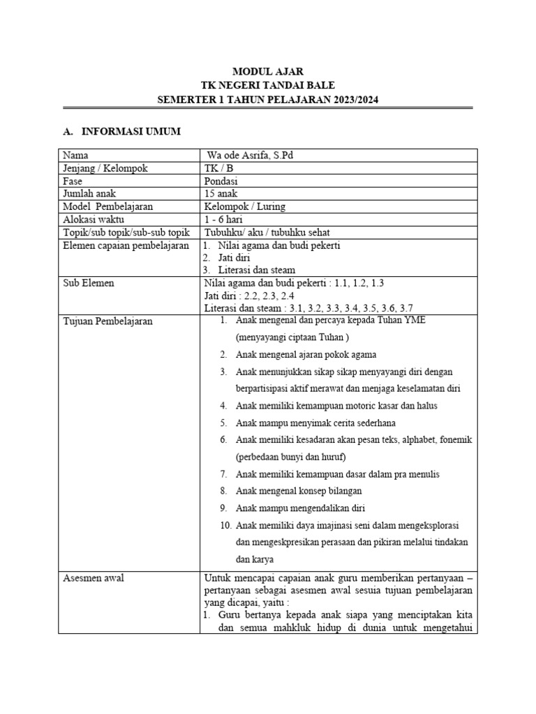 Modul Ajar Minggu II | PDF