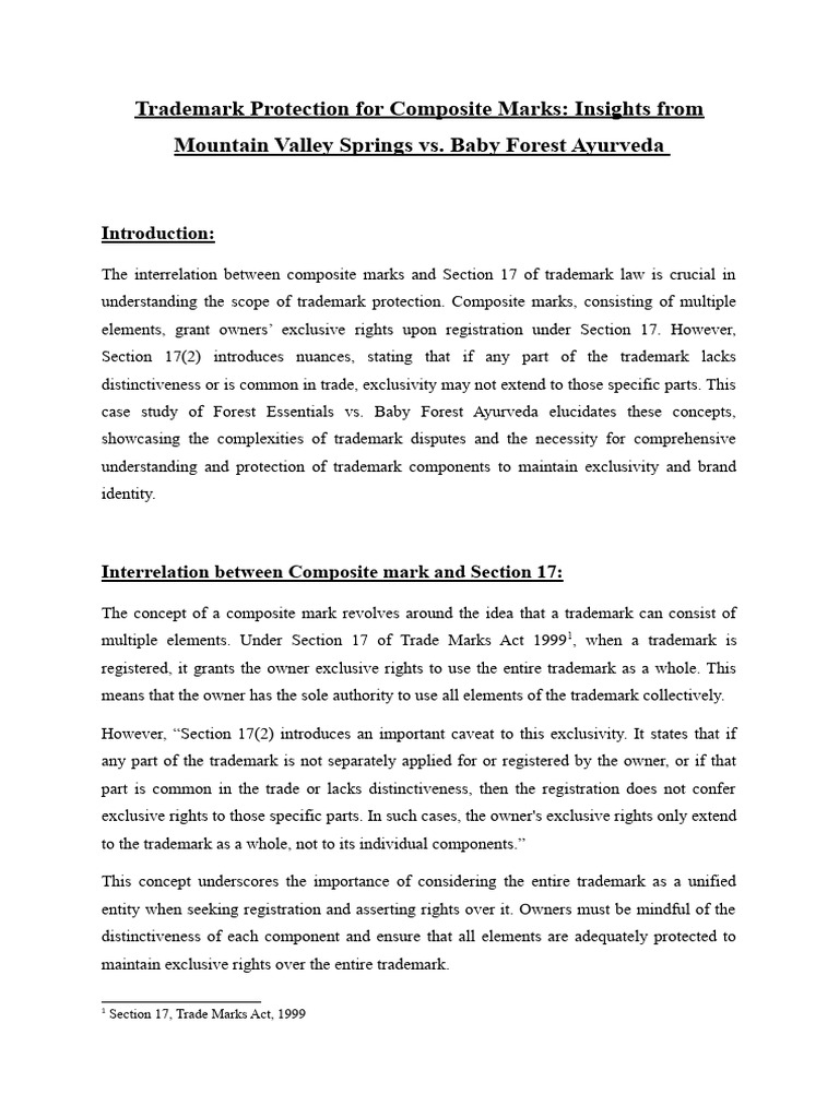 Trademark Protection For Composite Marks | PDF | Trademark ...