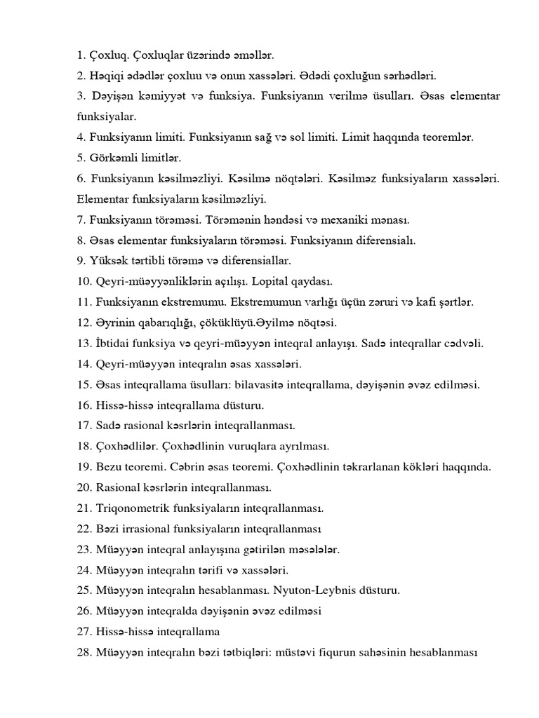 Riyazi Analiz | PDF
