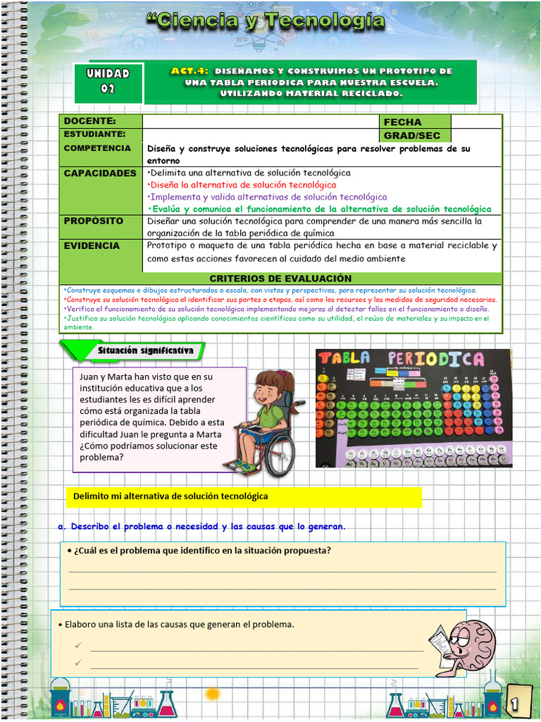 D-3º Act 4 Cyt Und 2 - Sem 4 | PDF | Tabla periódica | Química