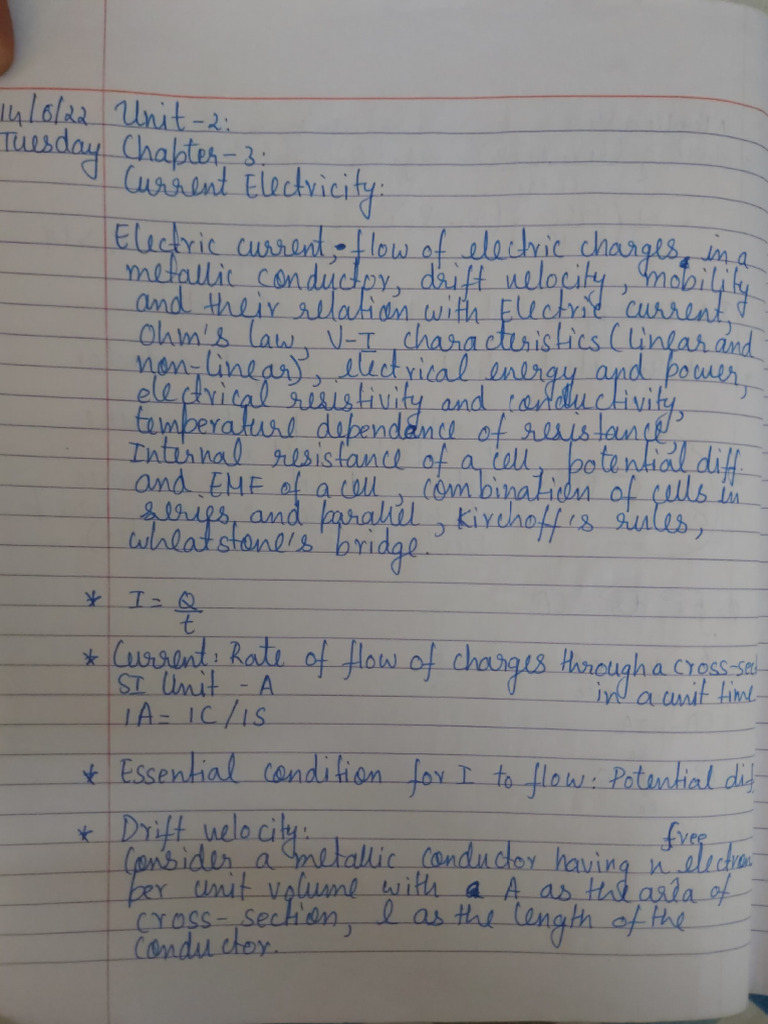 Current Electricity Notes | PDF