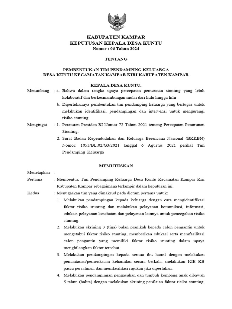 SK Tim Pendamping Keluarga | PDF