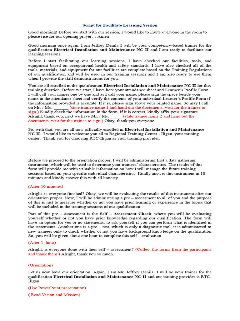 Script-for-Facilitate-Learning-Session | Download Free PDF | Educational Assessment | Learning