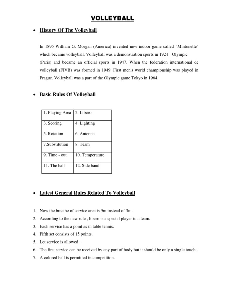 Volleyball PDF | PDF | Volleyball | Sports Rules And Regulations